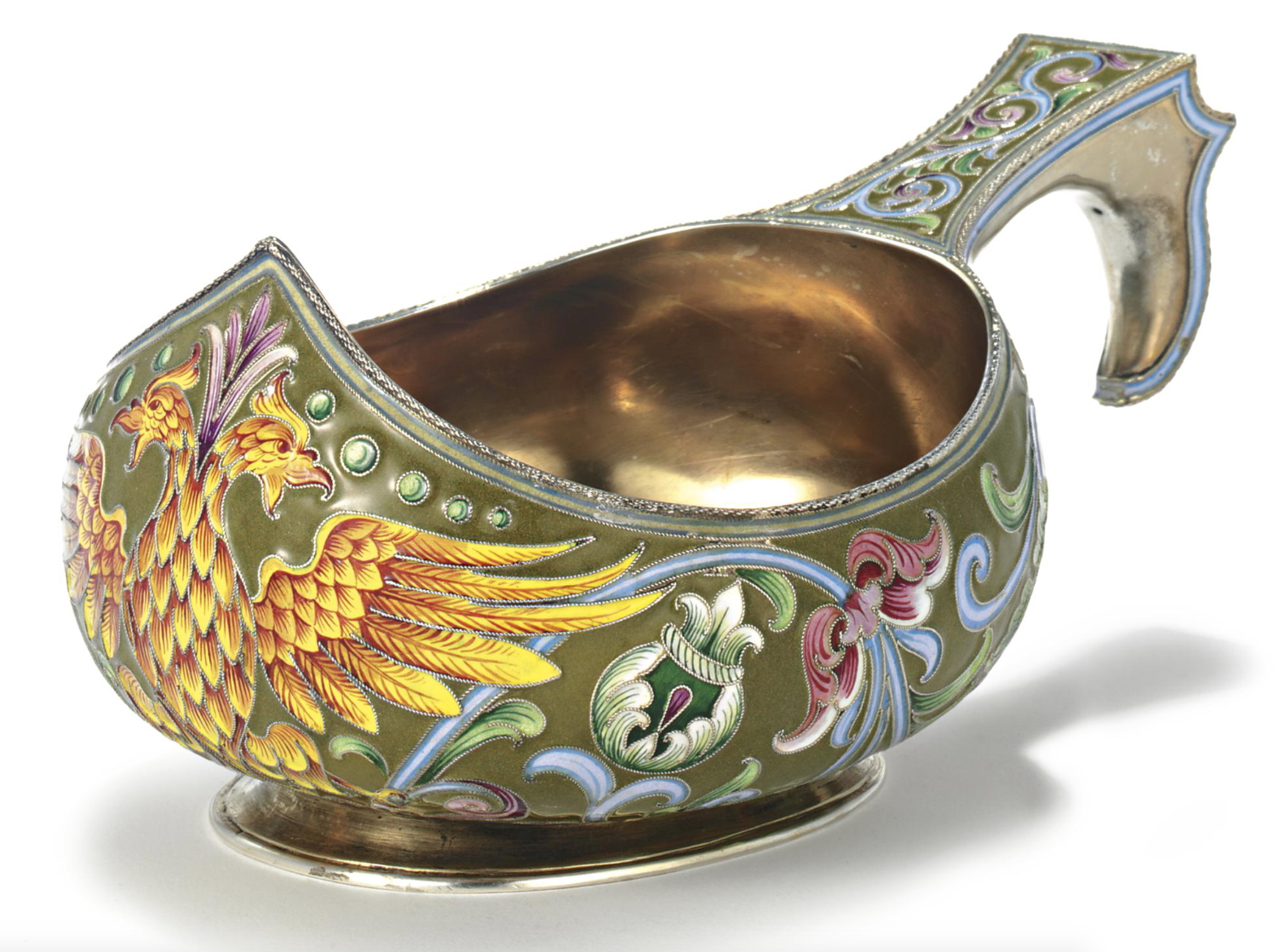 Russian Silver Enamel Kovsh - Free Online Appraisal - Russian Kovsh